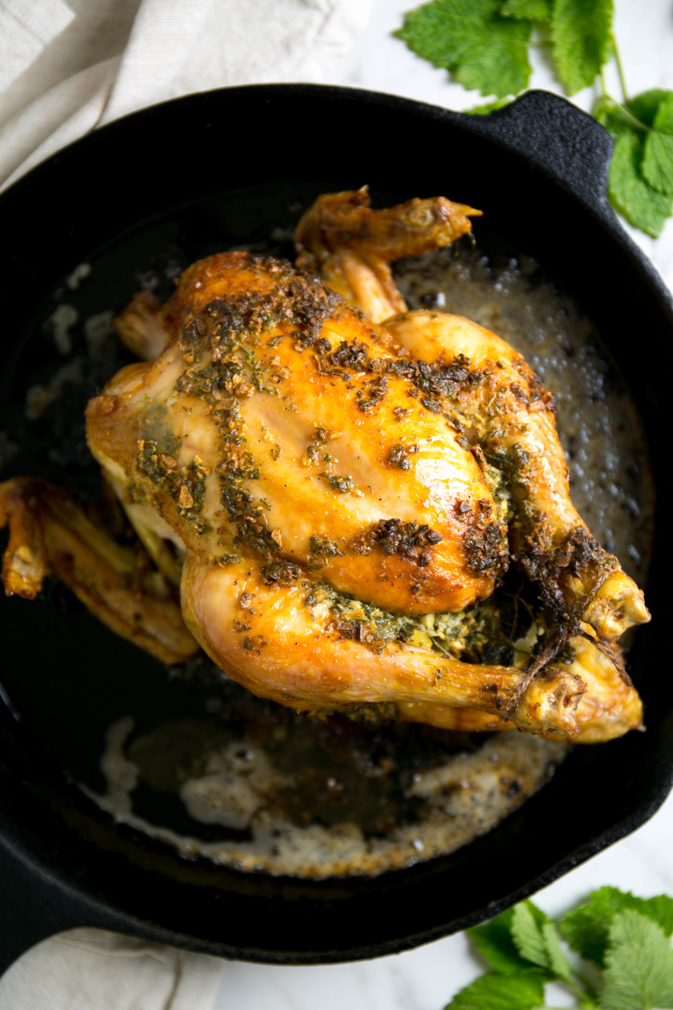 Lemon Balm Roasted Chicken (paleo) - Love, Chef Laura